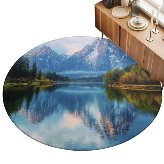 3.3ft Round Rug Grey Mountain Area Rugs for Living Room Bedroom ...