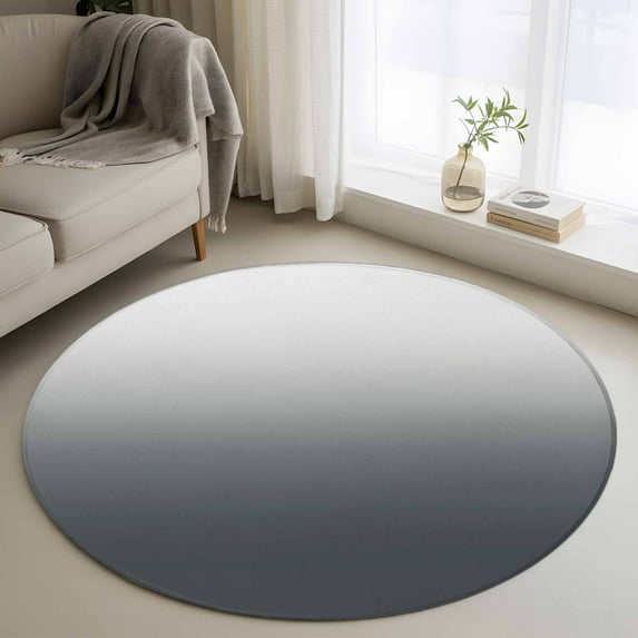 3.3ft Round Rug, Grey Ombre Non-Skid Rubber Backing Large Area Rugs ...