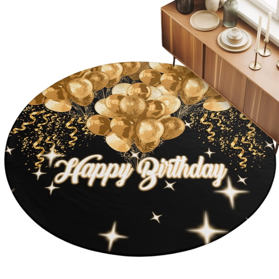 3.3ft Round Rug Happy Birthday Area Rugs for Living Room Bedroom ...