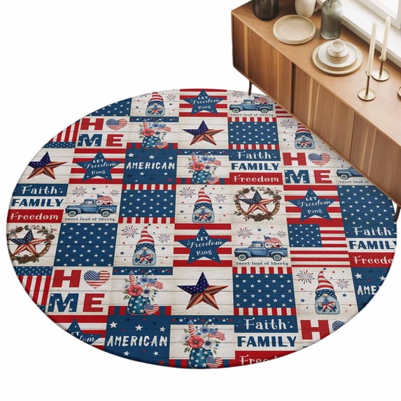 3.3ft Round Rug Independence Day Area Rugs for Living Room Bedroom ...