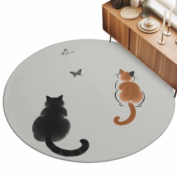 3.3ft Round Rug Japanese Cute Cat Area Rugs for Living Room Bedroom ...