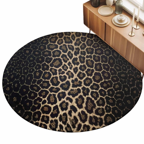 3.3ft Round Rug Leopard Print Area Rugs for Living Room Bedroom ...
