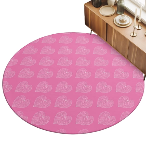 3.3ft Round Rug Love Heart Leaves Area Rugs for Living Room Bedroom ...