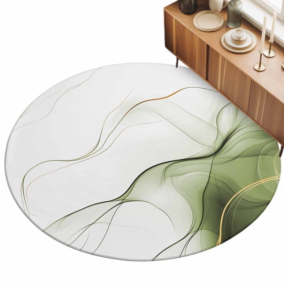 3.3ft Round Rug Marble Sage Green Area Rugs for Living Room Bedroom ...