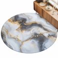 3.3ft Round Rug Marble Yellow White Area Rugs for Living Room Bedroom ...