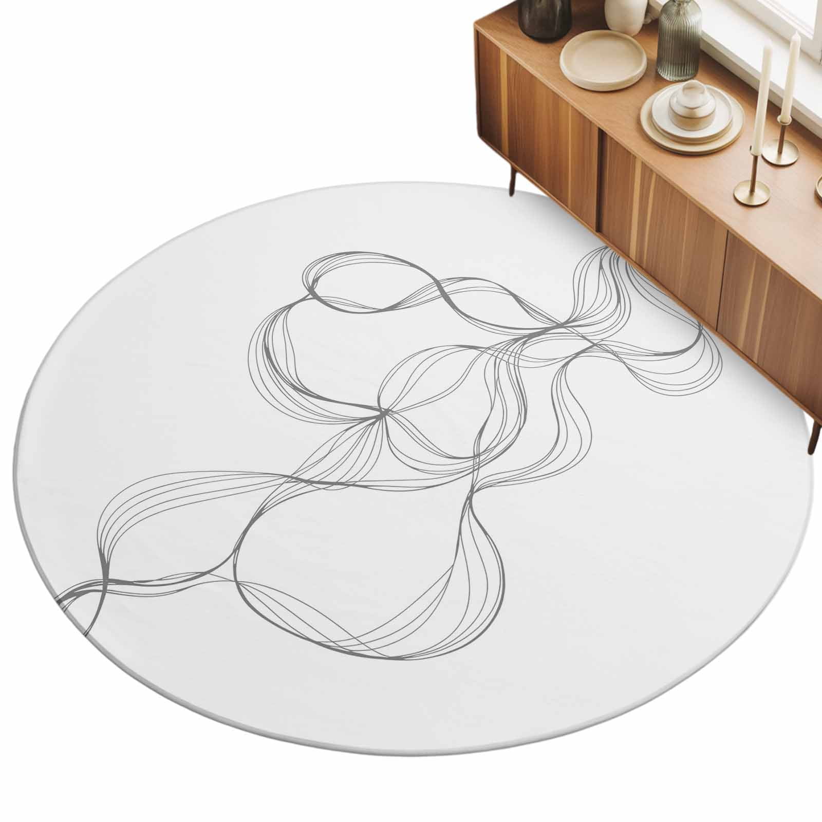3.3ft Round Rug Modern White Area Rugs for Living Room Bedroom Washable ...
