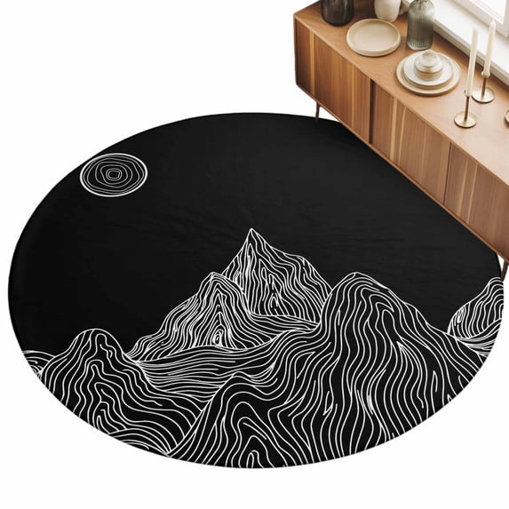 3.3ft Round Rug Mountain Line Area Rugs for Living Room Bedroom ...