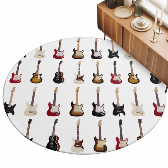 3.3ft Round Rug Music Area Rugs for Living Room Bedroom Washable Non ...
