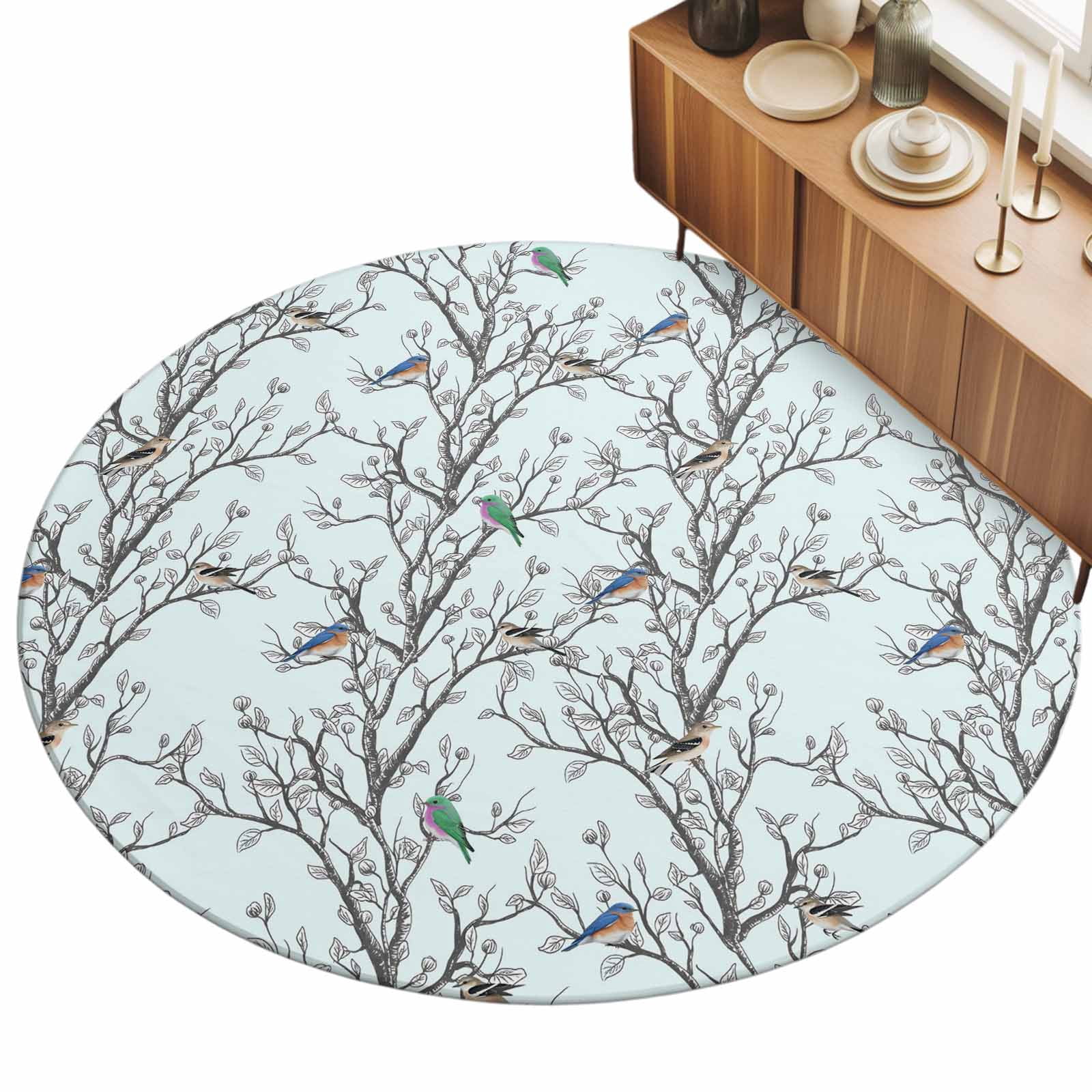 3.3ft Round Rug Natural Trees Branches Area Rugs for Living Room ...