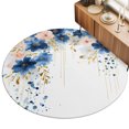 3.3ft Round Rug Navy Blue Spring Floral Area Rugs for Living Room ...