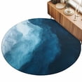 3.3ft Round Rug Navy Blue Waves Area Rugs for Living Room Bedroom ...