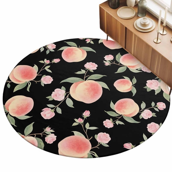 3.3ft Round Rug Peach Area Rugs for Living Room Bedroom Washable Non ...