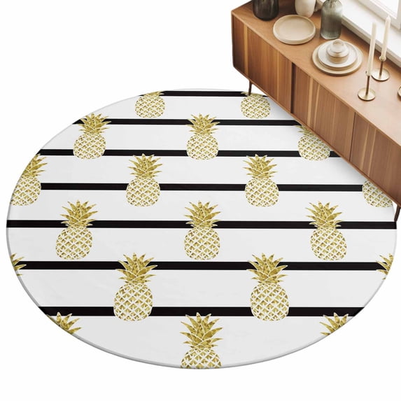 3.3ft Round Rug Pineapple Area Rugs for Living Room Bedroom Washable ...