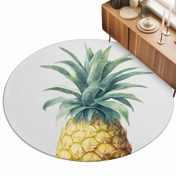 3.3ft Round Rug Pineapple Area Rugs for Living Room Bedroom Washable ...