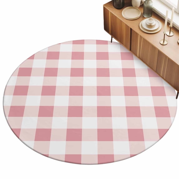 3.3ft Round Rug Pink Checkered Area Rugs for Living Room Bedroom ...
