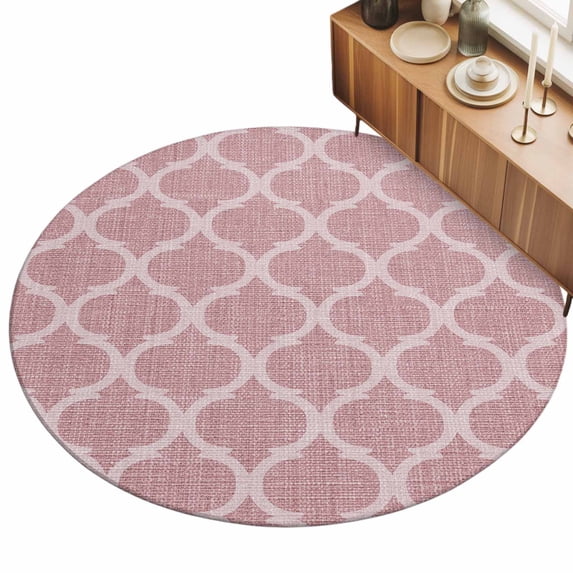 3.3ft Round Rug Pink Morocco Area Rugs for Living Room Bedroom Washable ...