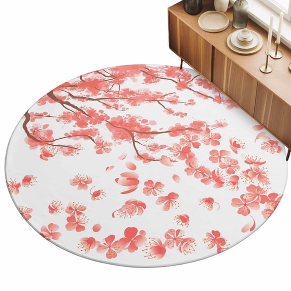 3.3ft Round Rug Pink Red Flower Area Rugs for Living Room Bedroom ...