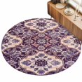 3.3ft Round Rug Purple Boho Area Rugs for Living Room Bedroom Washable ...