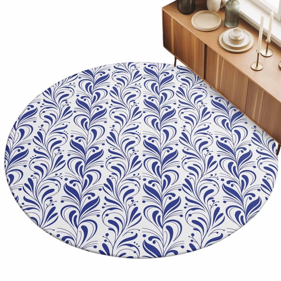 3.3ft Round Rug Purple Flower Pattern Area Rugs for Living Room Bedroom ...