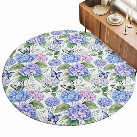 3.3ft Round Rug Purple Hydrangea Area Rugs for Living Room Bedroom ...