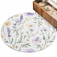 3.3ft Round Rug Purple Yellow Floral Area Rugs for Living Room Bedroom ...