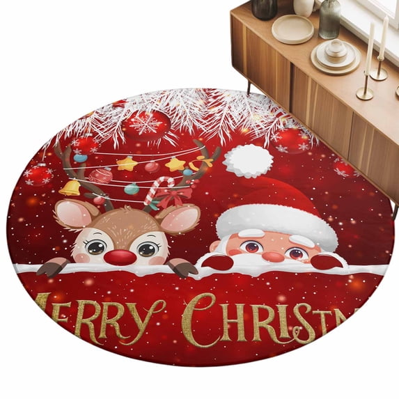 3.3ft Round Rug Red Christmas Area Rugs for Living Room Bedroom ...