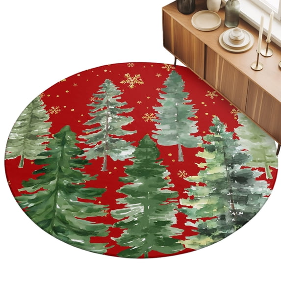 3.3ft Round Rug Red Christmas Tree Area Rugs for Living Room Bedroom ...