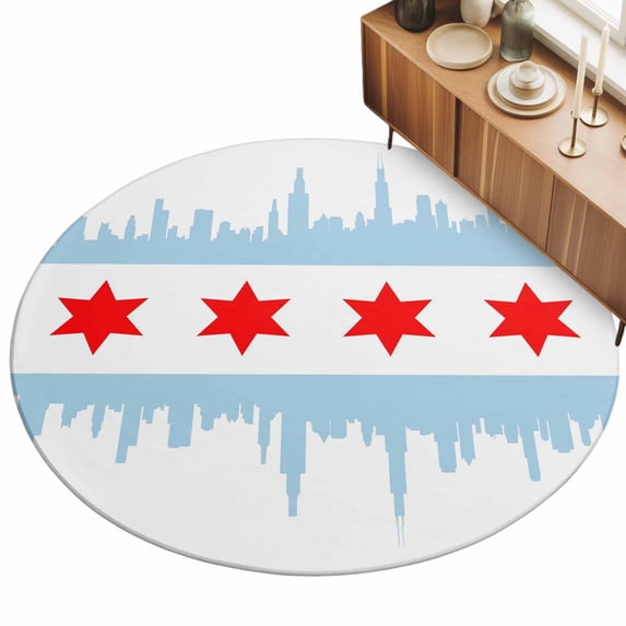 3.3ft Round Rug Red Stars Area Rugs for Living Room Bedroom Washable ...