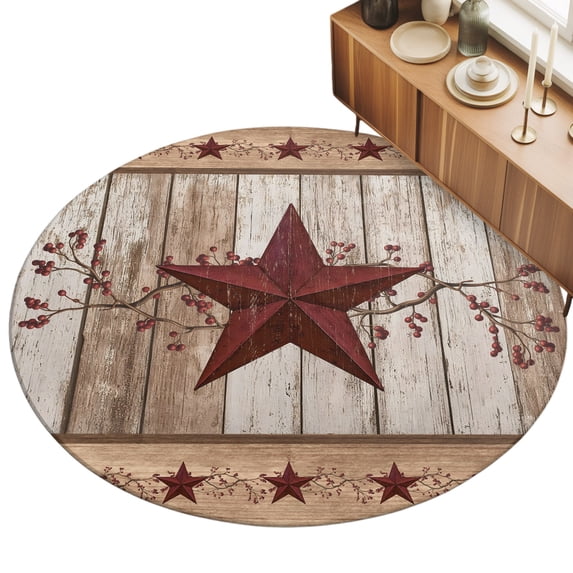 3.3ft Round Rug Red Texas Star Vintage Area Rugs for Living Room ...