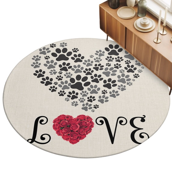 3.3ft Round Rug Romance Love Area Rugs for Living Room Bedroom Washable ...