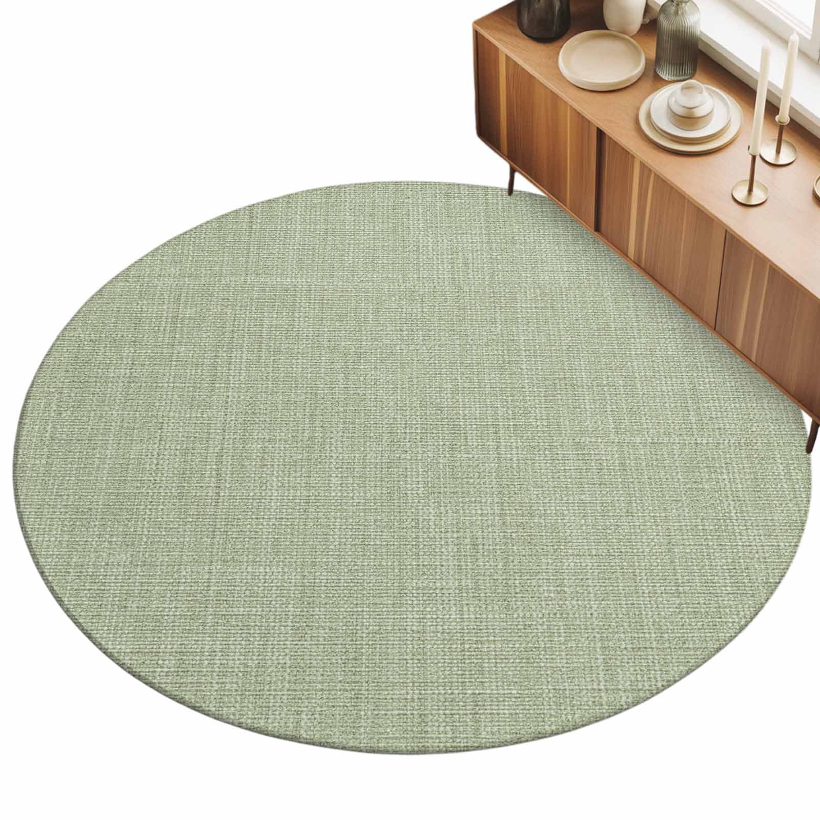 3.3ft Round Rug Sage Green Burlap Texture Area Rugs for Living Room ...