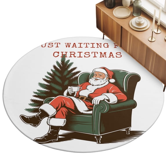 3.3ft Round Rug Santa Claus Area Rugs for Living Room Bedroom Washable ...