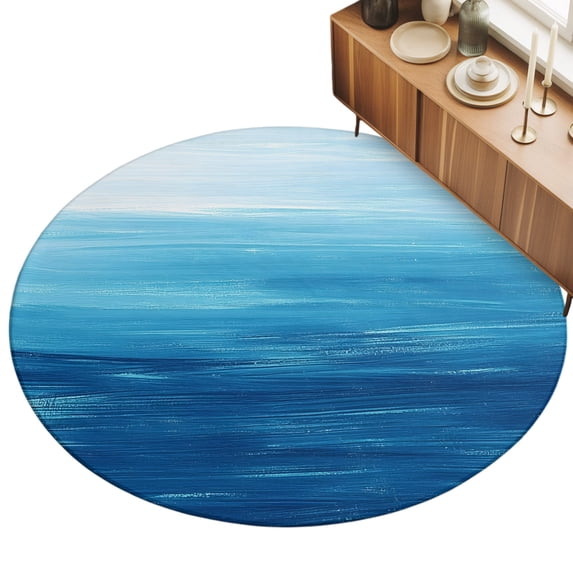 3.3ft Round Rug Sky Blue Coastal Area Rugs for Living Room Bedroom ...