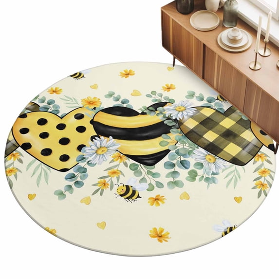 3.3ft Round Rug Spring Bee Love Area Rugs for Living Room Bedroom ...
