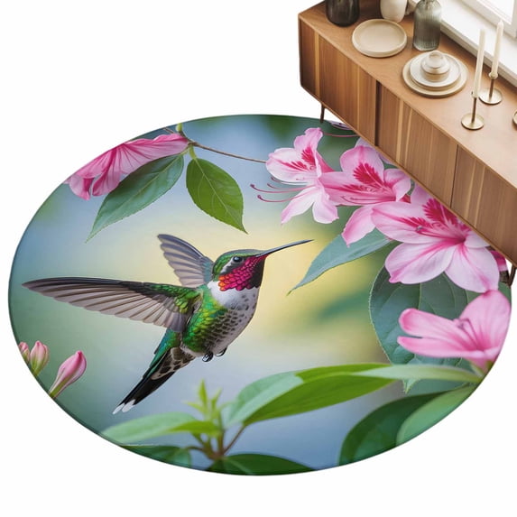 3.3ft Round Rug Spring Birds Area Rugs for Living Room Bedroom Washable ...