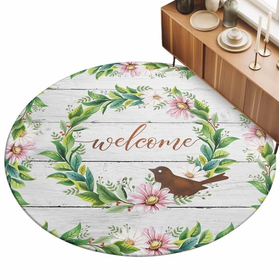 3.3ft Round Rug Spring Botanical Area Rugs for Living Room Bedroom ...