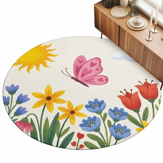 3.3ft Round Rug Spring Country Area Rugs for Living Room Bedroom ...