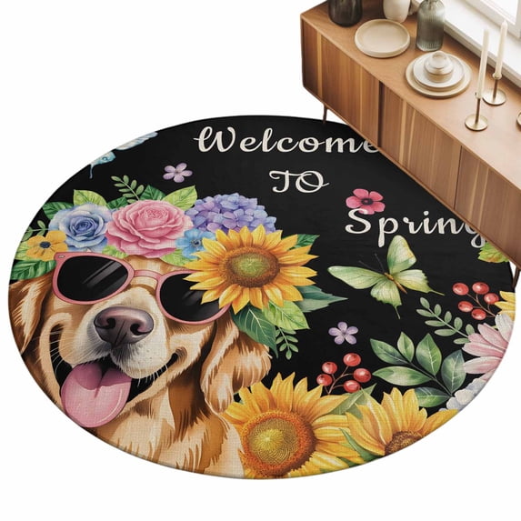 3.3ft Round Rug Spring Dog Area Rugs for Living Room Bedroom Washable ...