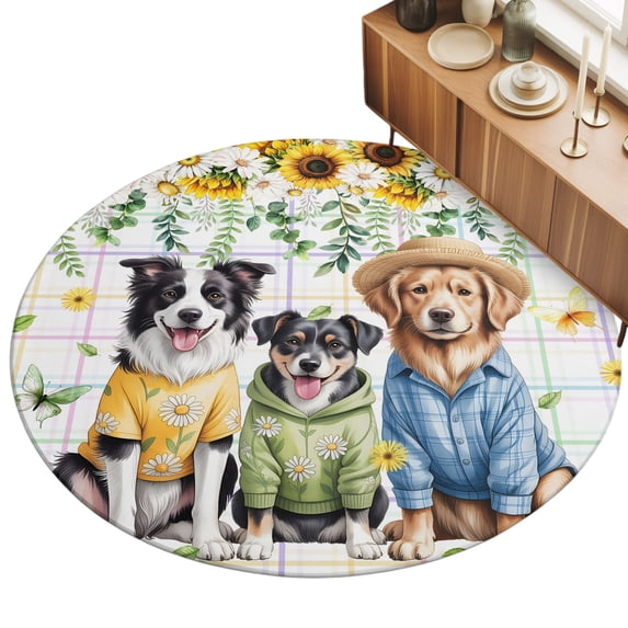 3.3ft Round Rug Spring Dog Area Rugs for Living Room Bedroom Washable ...