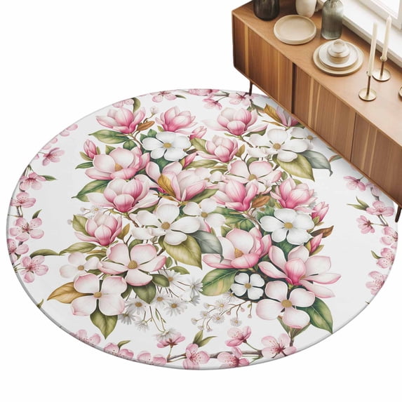 3.3ft Round Rug Spring Floral Area Rugs for Living Room Bedroom ...