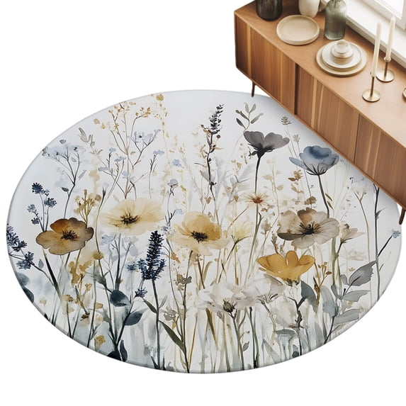 3.3ft Round Rug Spring Flowers Area Rugs for Living Room Bedroom ...