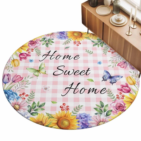 3.3ft Round Rug Spring Wildflowers Area Rugs for Living Room Bedroom ...