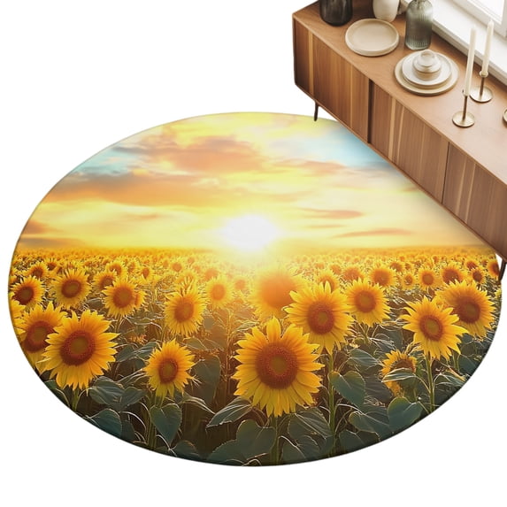 3.3ft Round Rug Sunflower Flowers Area Rugs for Living Room Bedroom ...