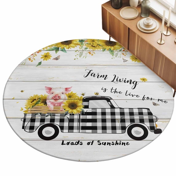 3.3ft Round Rug Sunflowers Area Rugs for Living Room Bedroom Washable ...
