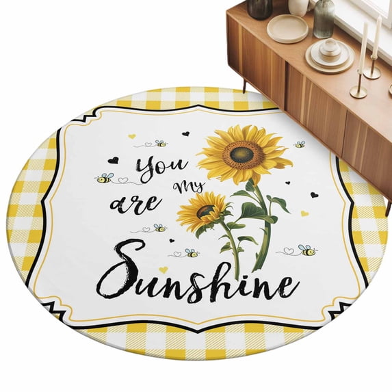 3.3ft Round Rug Sunflowers Area Rugs for Living Room Bedroom Washable ...