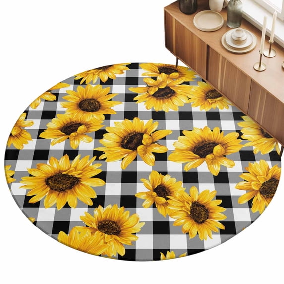 3.3ft Round Rug Sunflowers Blossom Area Rugs for Living Room Bedroom ...