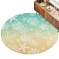 3.3ft Round Rug Teal Yellow Ombre Coastal Area Rugs for Living Room ...