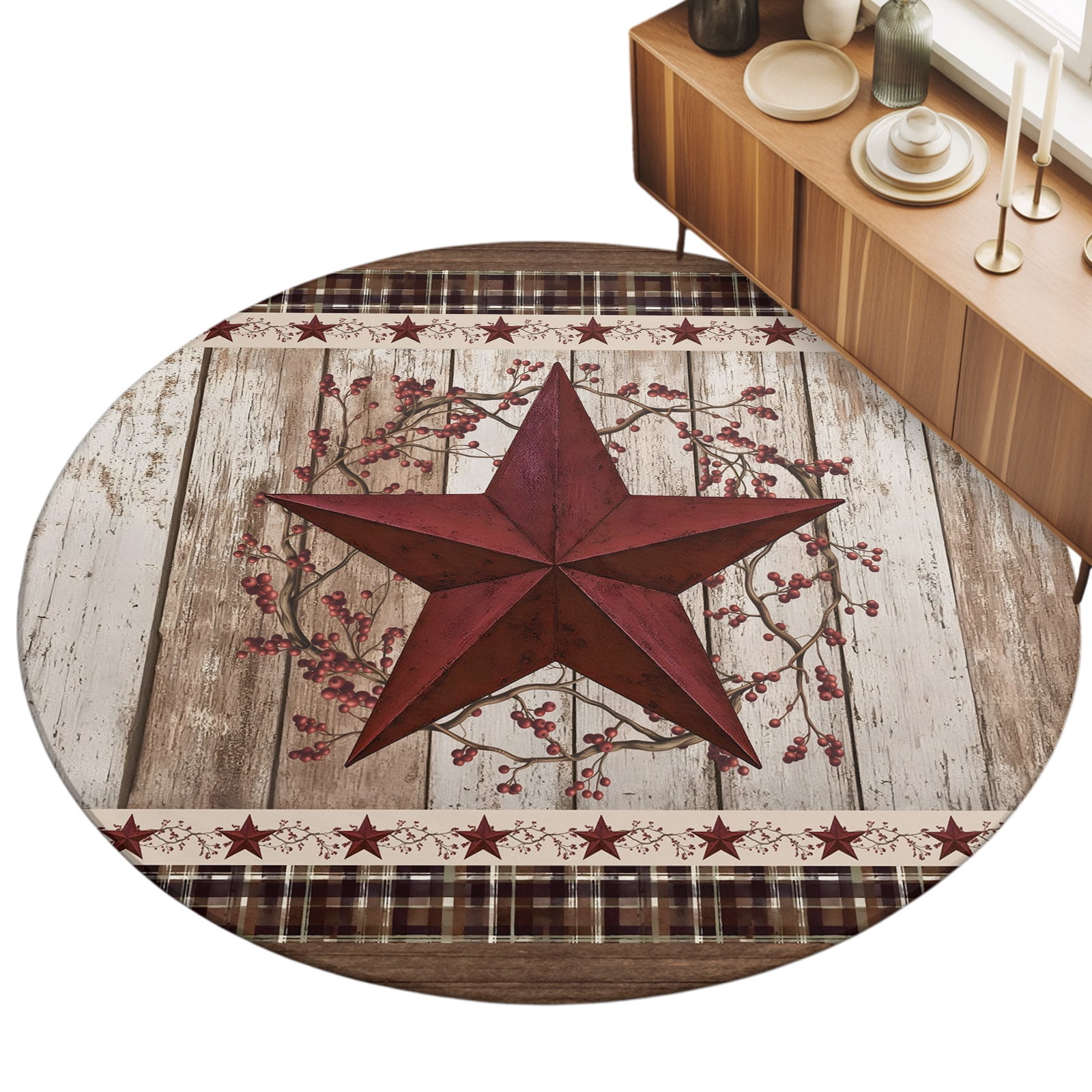 3.3ft Round Rug Texas Star Vintage Area Rugs for Living Room Bedroom ...