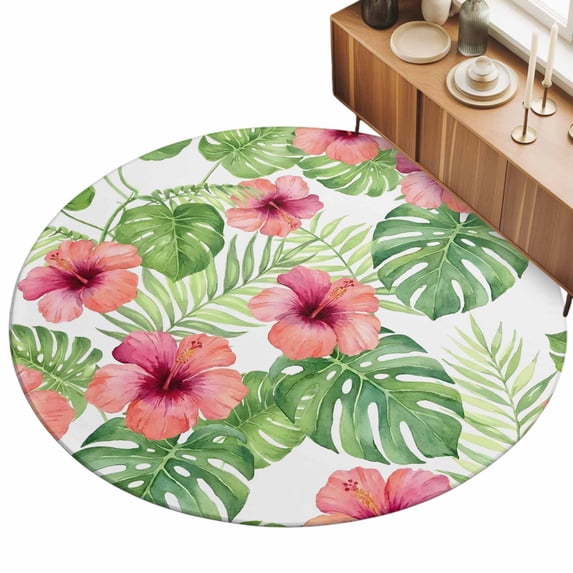 3.3ft Round Rug Tropical Palm Tree Area Rugs for Living Room Bedroom ...