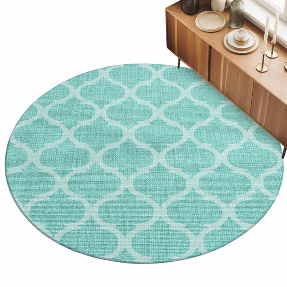 3.3ft Round Rug Turquoise Moroccan Area Rugs for Living Room Bedroom ...